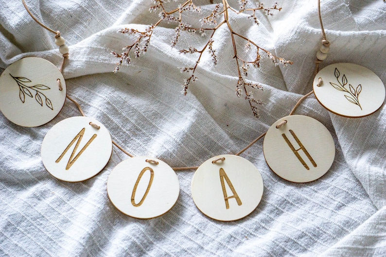 Name Garland Wooden Garland 7cm Wooden Discs - Etsy