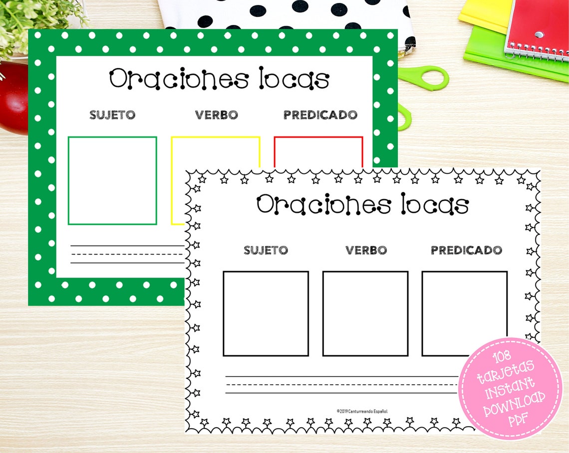 Silly Sentences in Spanish | Formando Oraciones Tontas | Oraciones ...