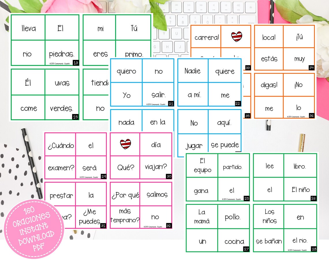 Oraciones revueltas imprimibles en español / Formando Oraciones ...
