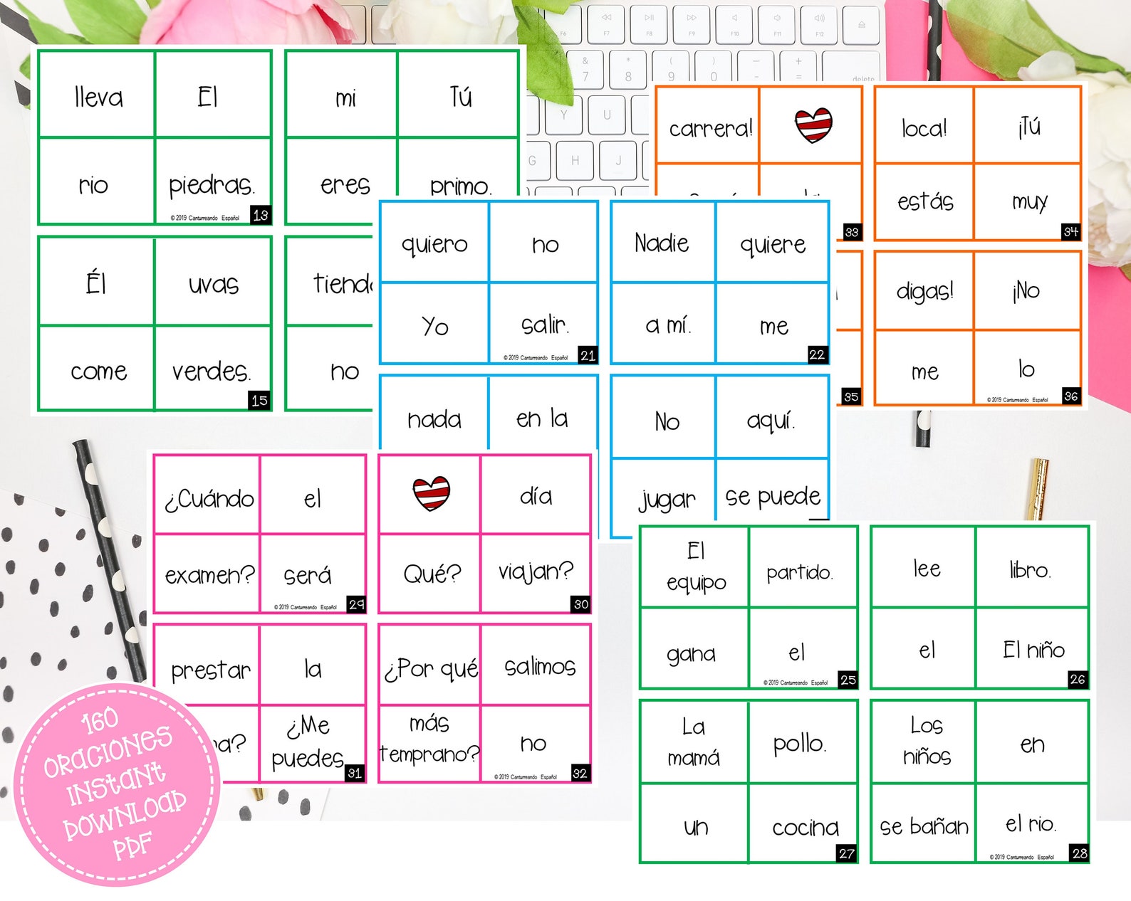 Printable Scrambled Sentences in Spanish Formando Oraciones Revueltas ...