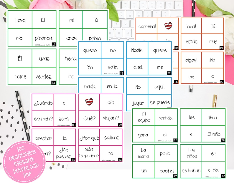 Printable Scrambled Sentences in Spanish Formando Oraciones Revueltas ...
