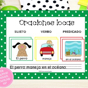 Silly Sentences in Spanish | Formando Oraciones Tontas | Oraciones ...