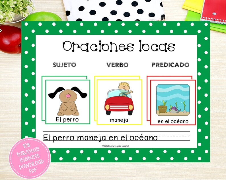 Silly Sentences in Spanish | Formando Oraciones Tontas | Oraciones ...