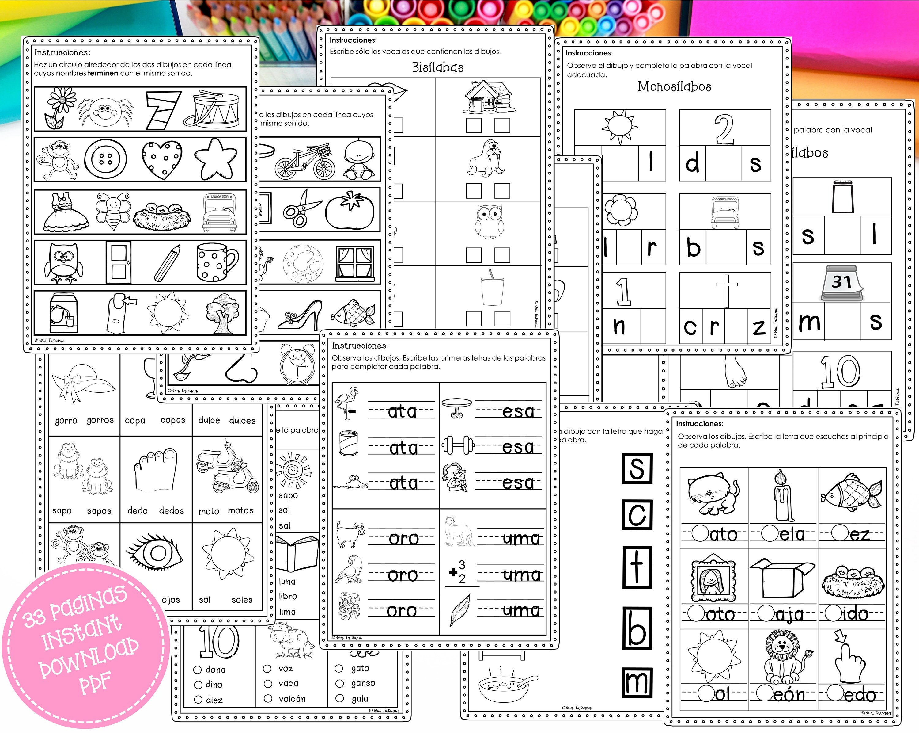 Imprimible Las Vocales / Sonidos Iniciales / Hojas de trabajo - Etsy México