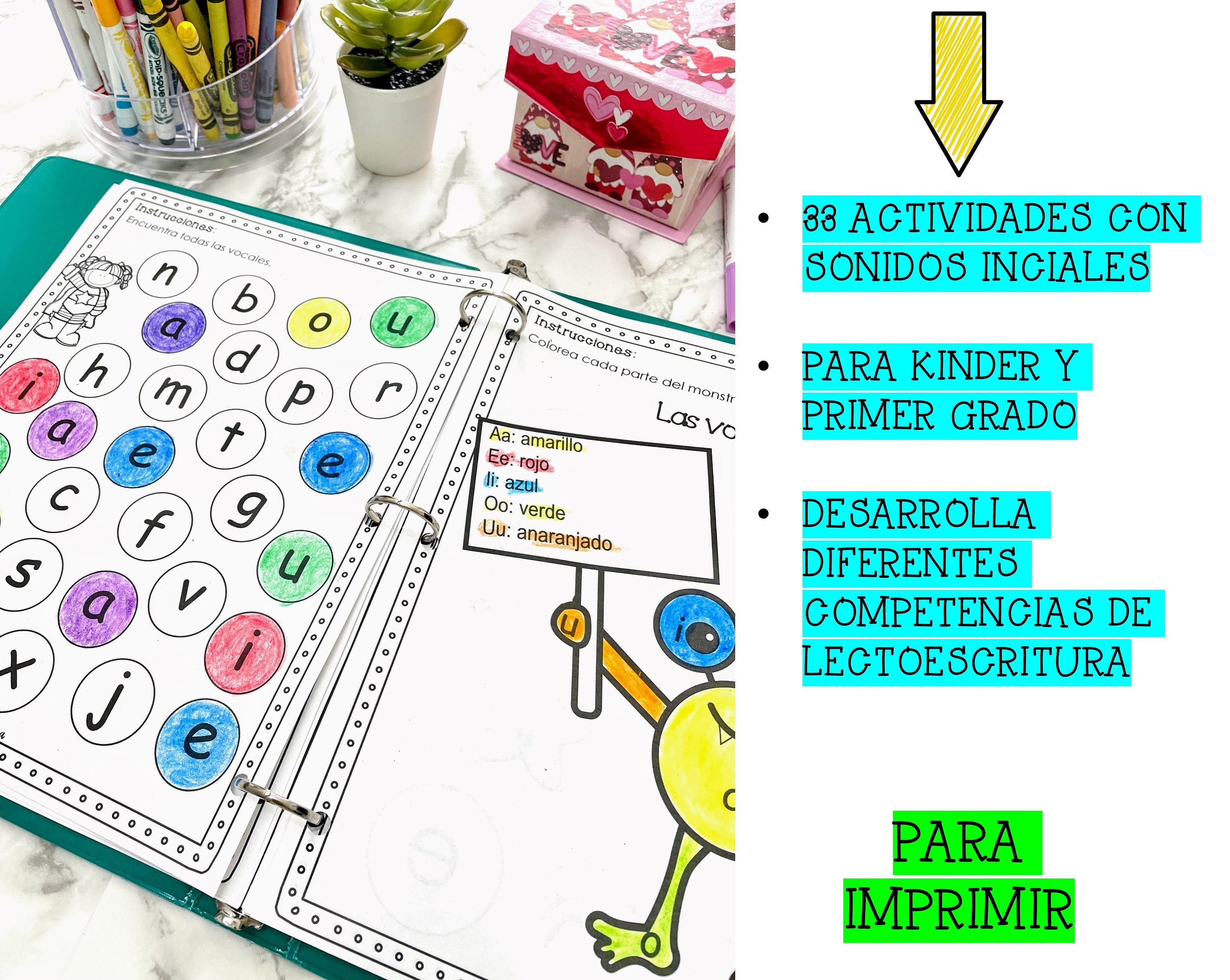 Imprimible Las Vocales / Sonidos Iniciales / Hojas de trabajo - Etsy México