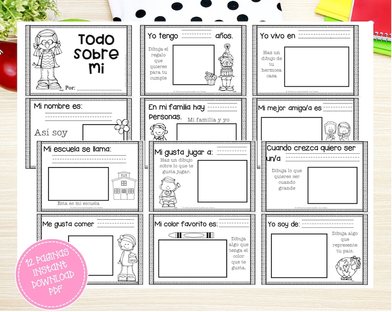 Printable | All About Me in Spanish |todo Sobre Mi | Actividad De ...