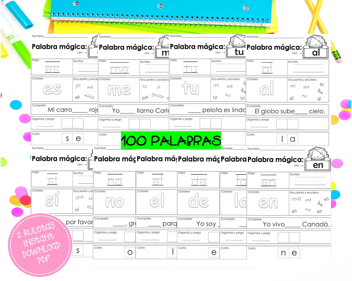 Printable Spanish Sight Words Worksheets | 100 Palabras De Uso ...