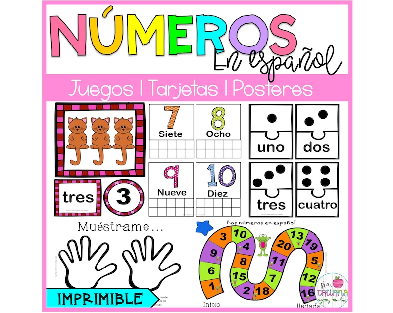 Printable Numbers in Spanish | Numeros En Español | Sentido Numerico ...