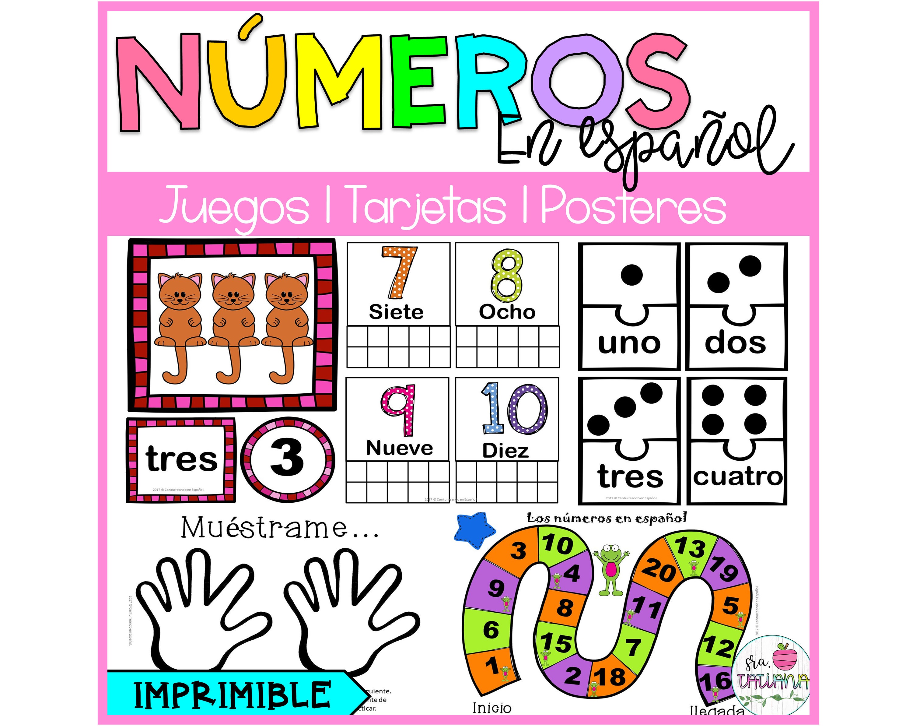 Printable Numbers in Spanish | Numeros En Español | Sentido Numerico ...