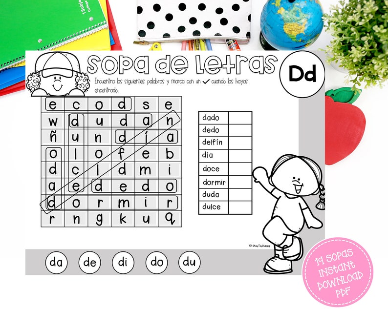 Printable Spanish Word Search | Sopa De Letras | Sílabas Directas ...