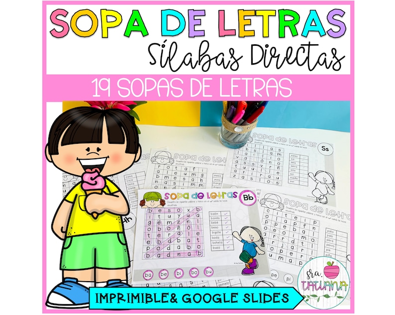 Printable Spanish Word Search | Sopa De Letras | Sílabas Directas ...