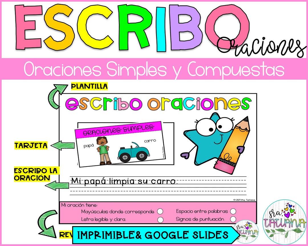 Printable Writing Sentences in Spanish Escribo Oraciones - Etsy