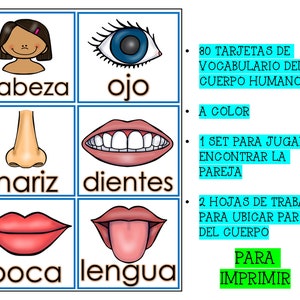 Printable Las Partes Del Cuerpo | Body Parts in Spanish | Spanish for ...