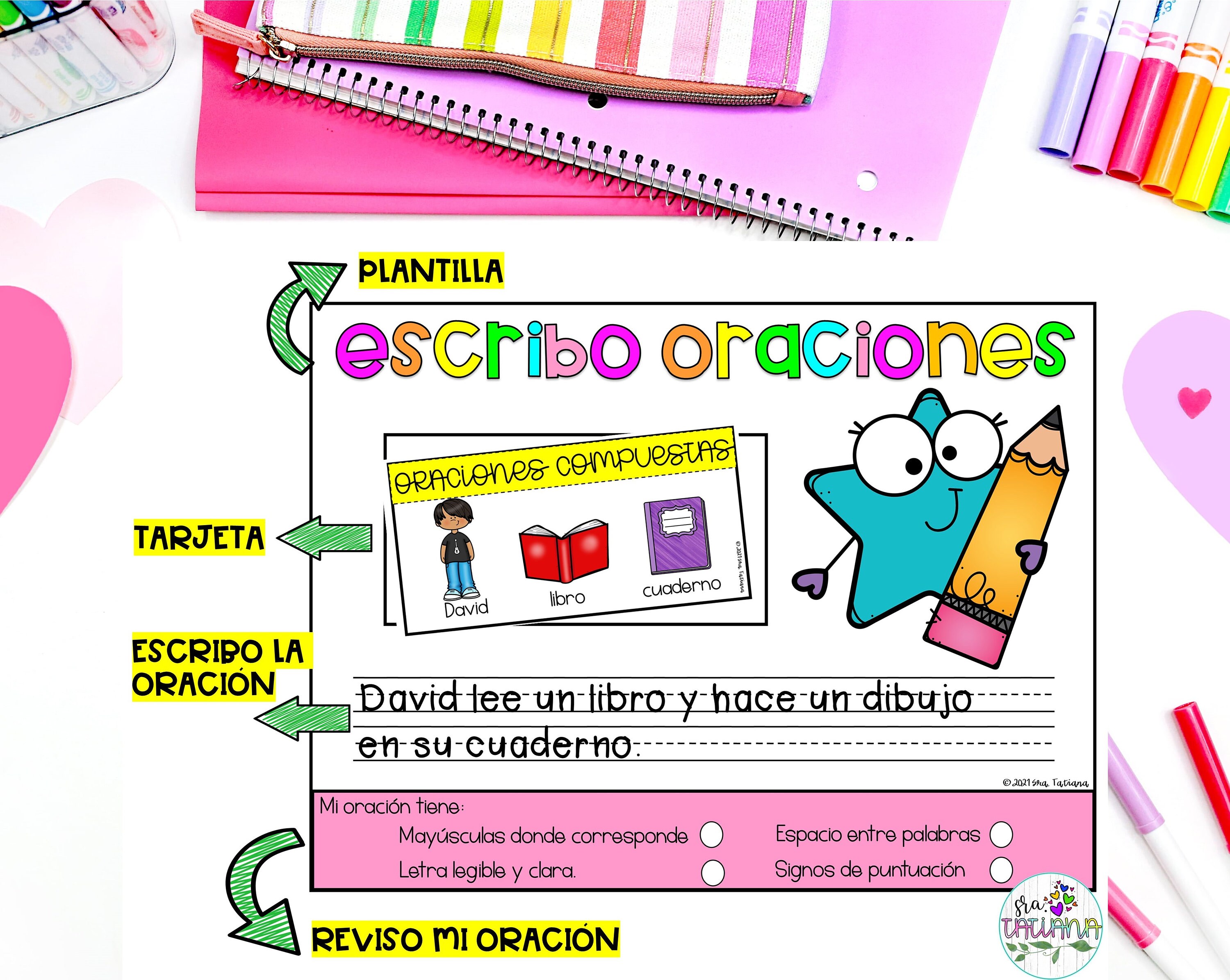Printable Writing Sentences in Spanish | Escribo Oraciones Simple Y ...