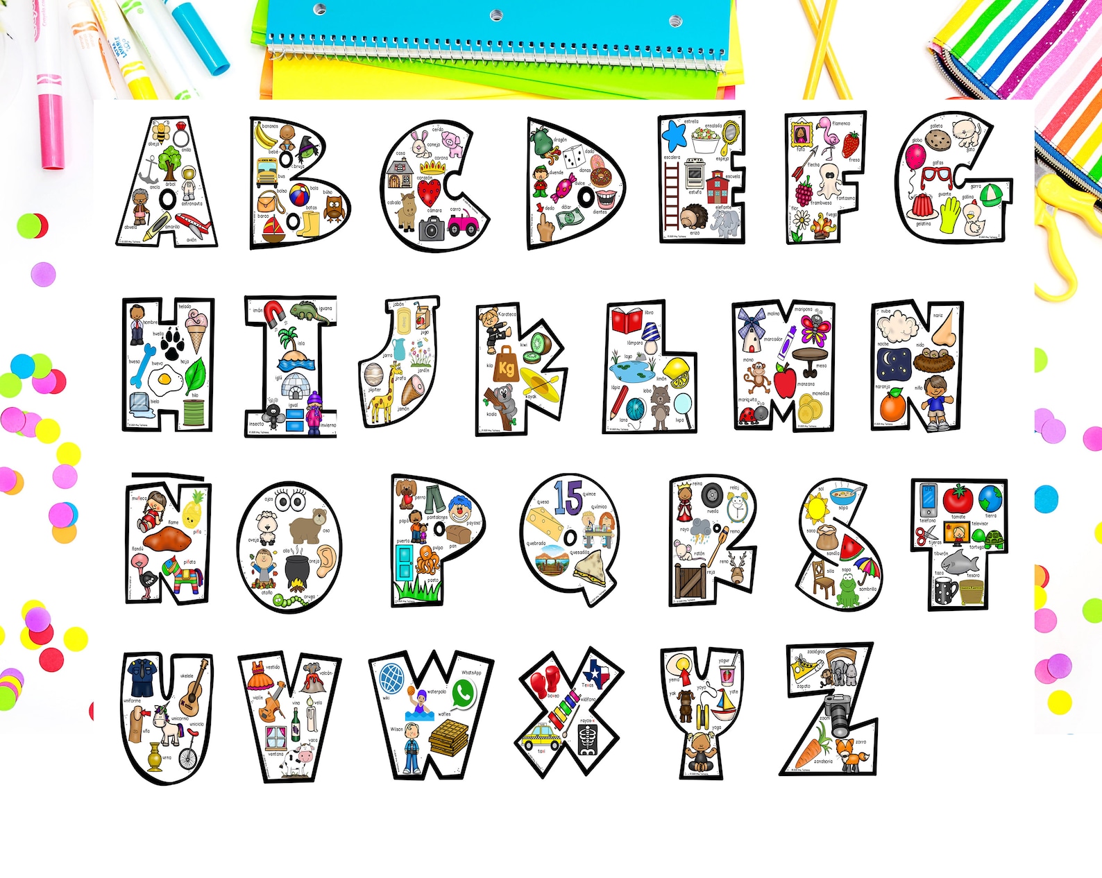 Printable Spanish Alphabet Posters | Afiches Del Alfabeto En Español ...