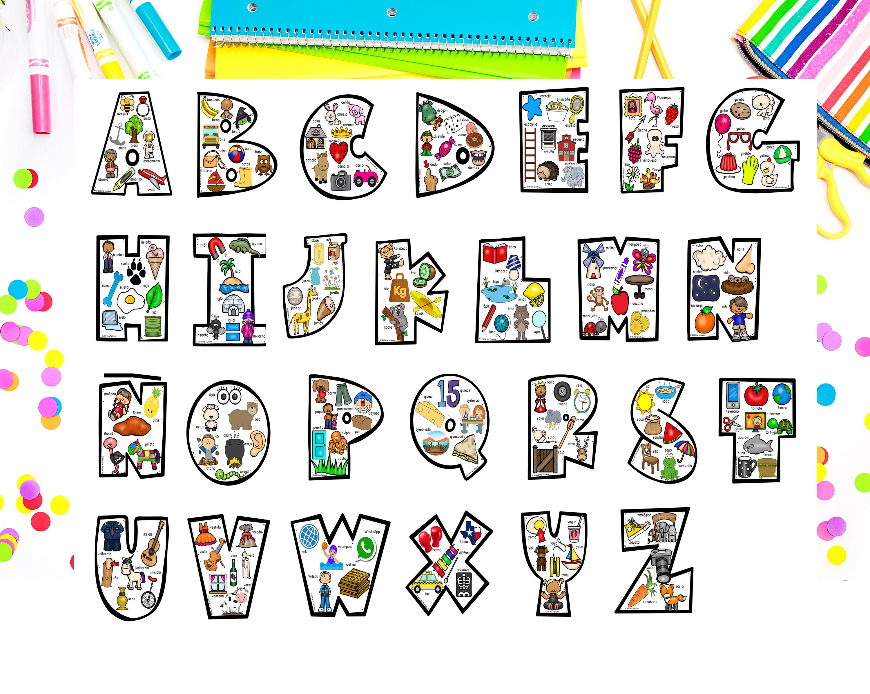 Printable Spanish Alphabet Posters | Afiches Del Alfabeto En Español ...