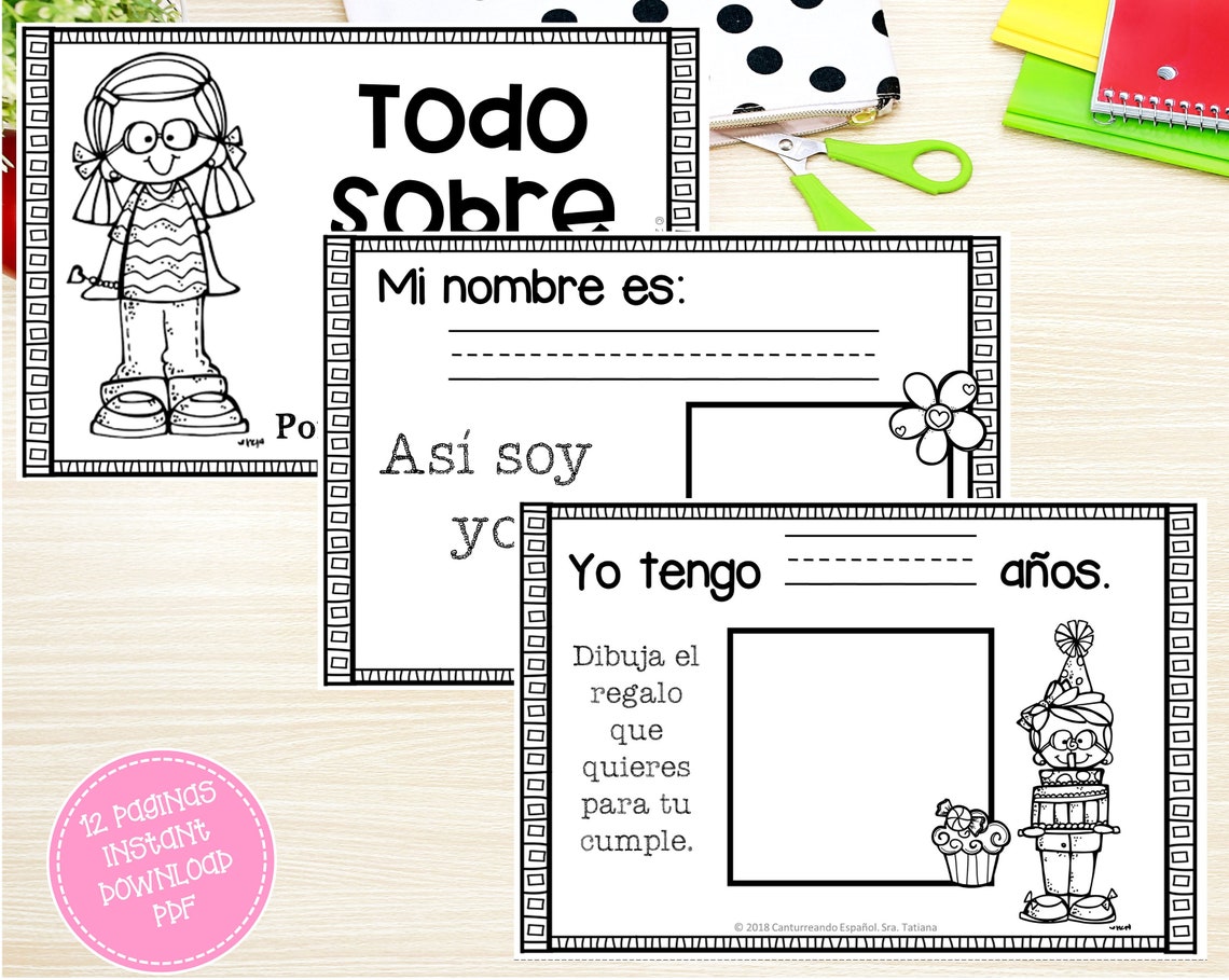 Printable | All About Me in Spanish |todo Sobre Mi | Actividad De ...