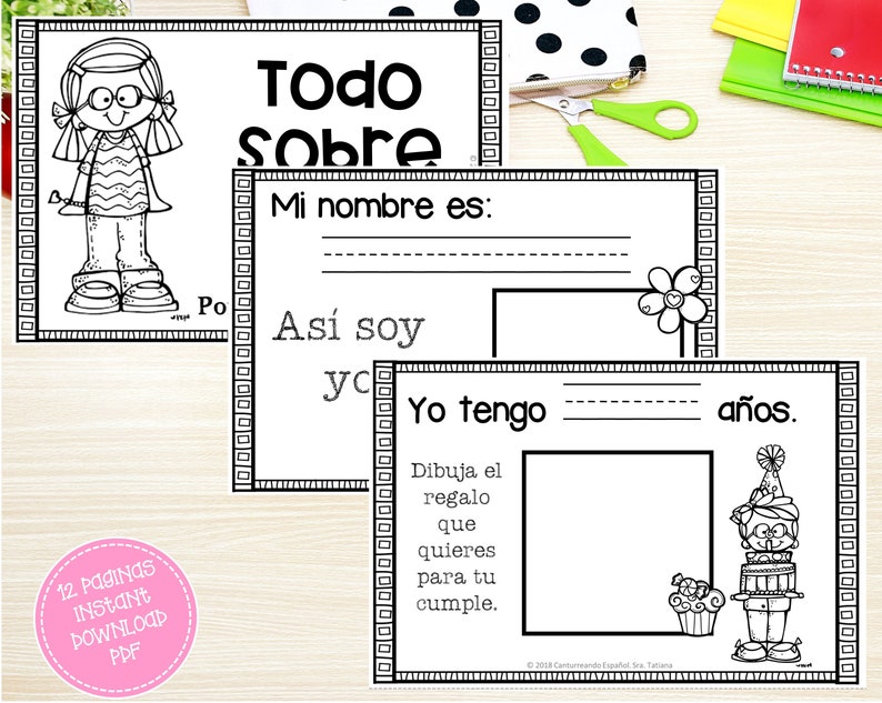 Printable | All About Me in Spanish |todo Sobre Mi | Actividad De ...