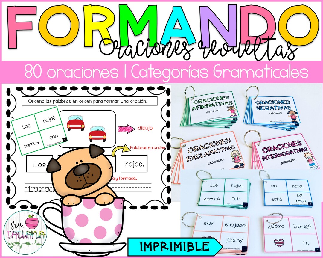 Printable Scrambled Sentences in Spanish Formando Oraciones - Etsy
