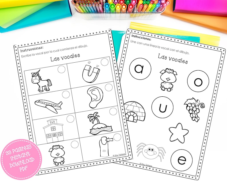 Printable Las Vocales | Sonidos Iniciales | Spanish Worksheets ...