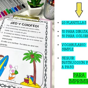 Comprensión De Lectura | Leo Y Coloreo | Leo Y Dibujo | Reading ...