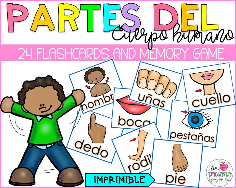 Printable Las Partes Del Cuerpo Body Parts in Spanish - Etsy Canada