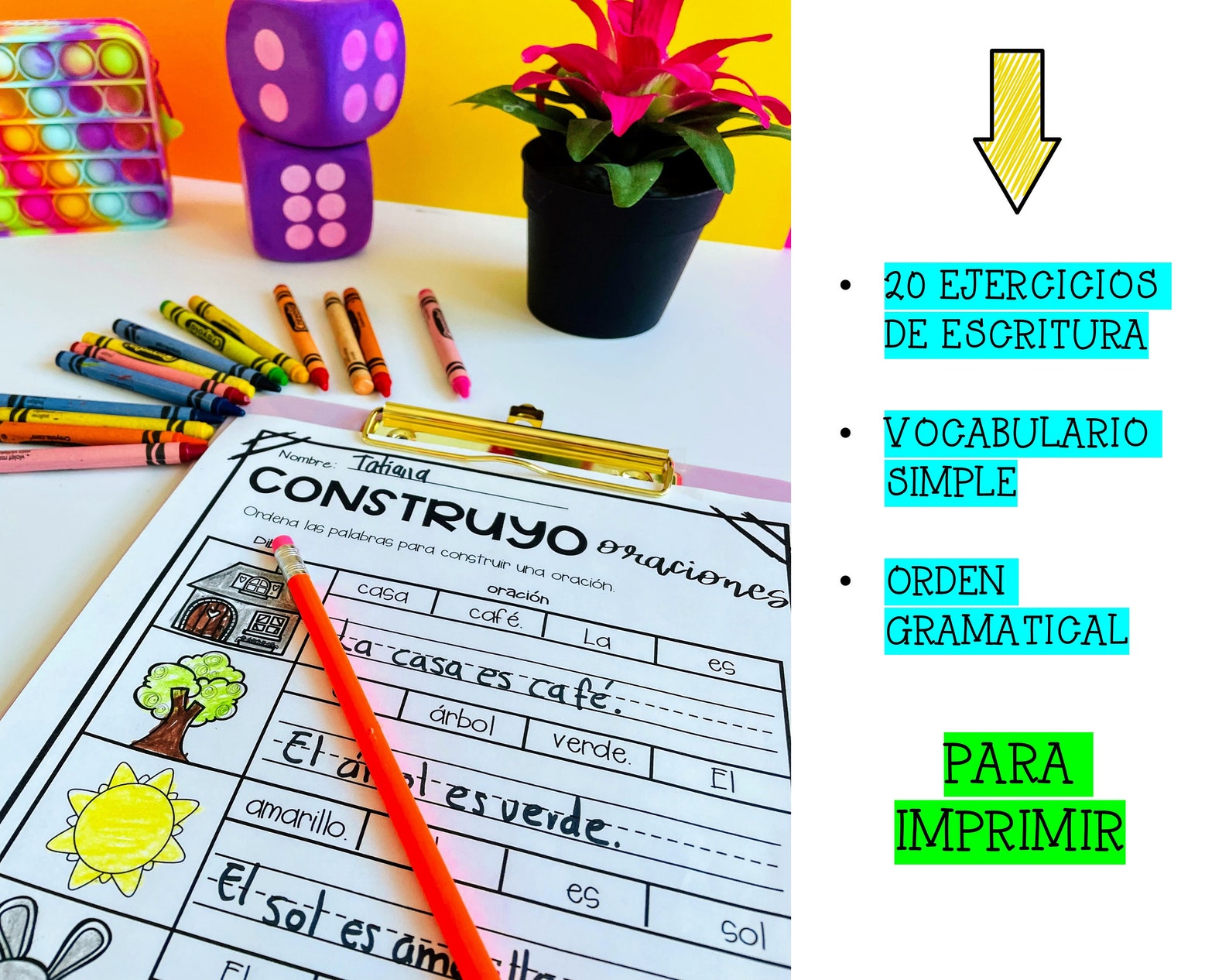 Printable Building Sentences in Spanish | Spanish Writing Activities ...