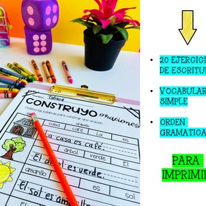 Printable Building Sentences in Spanish | Spanish Writing Activities ...