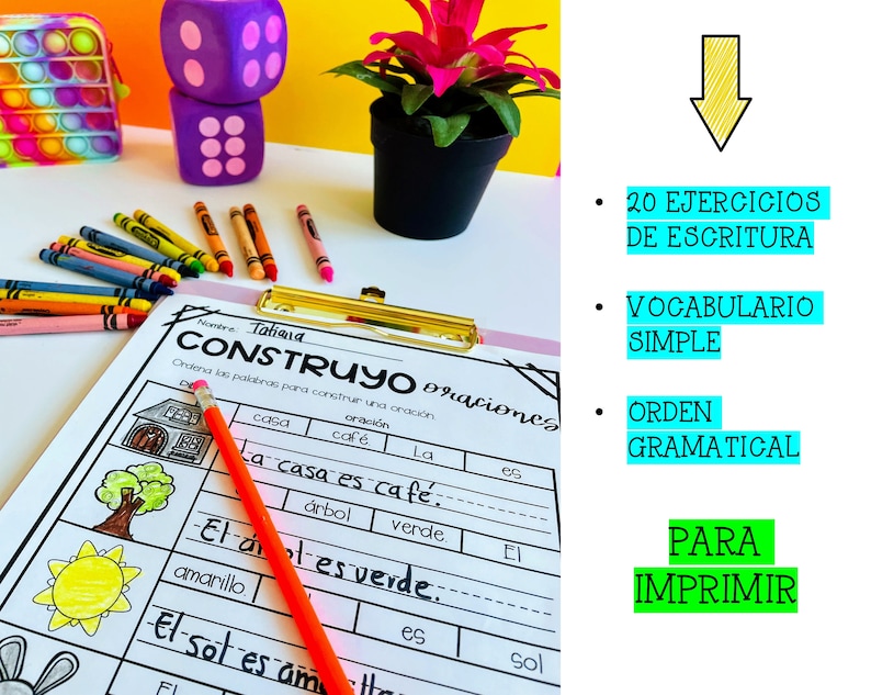 Printable Building Sentences in Spanish | Spanish Writing Activities ...