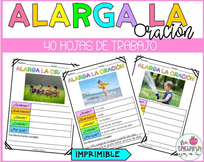 Printable Complete the Sentence in Spanish Alarga La Oracion - Etsy