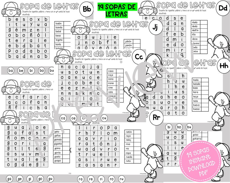 Printable Spanish Word Search | Sopa De Letras | Sílabas Directas ...
