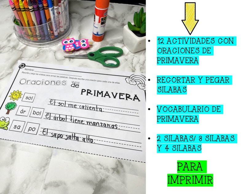 La Primavera | Oraciones De Primavera | Silabas | Spring Season in ...