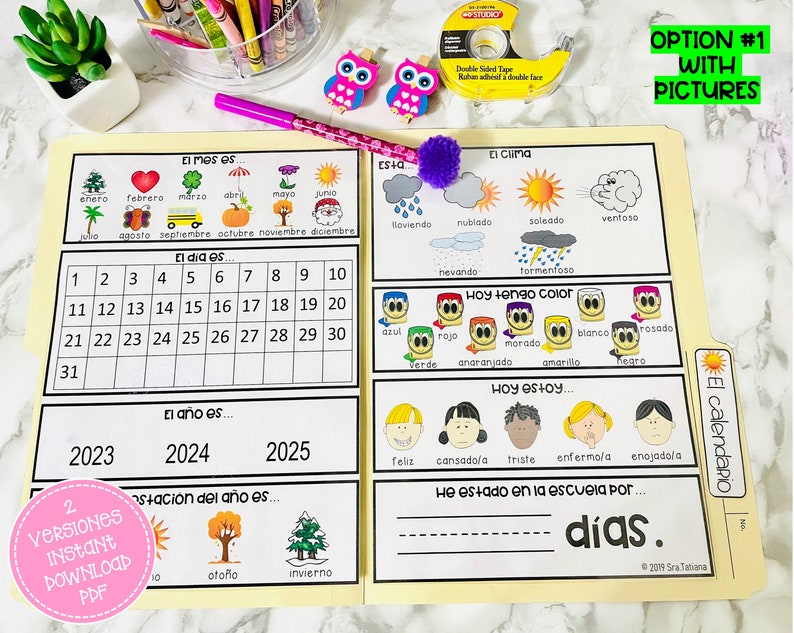 Printable Morning Calendar Folder in Spanish | Calendario Matutino En ...
