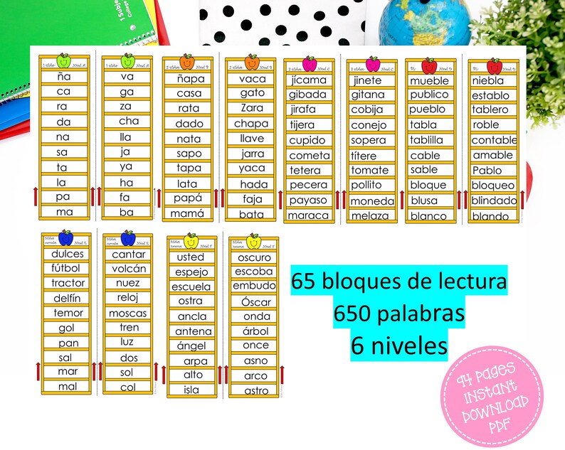 Printable Spanish Reading Fluency | Bloques De Lectura Por Niveles ...