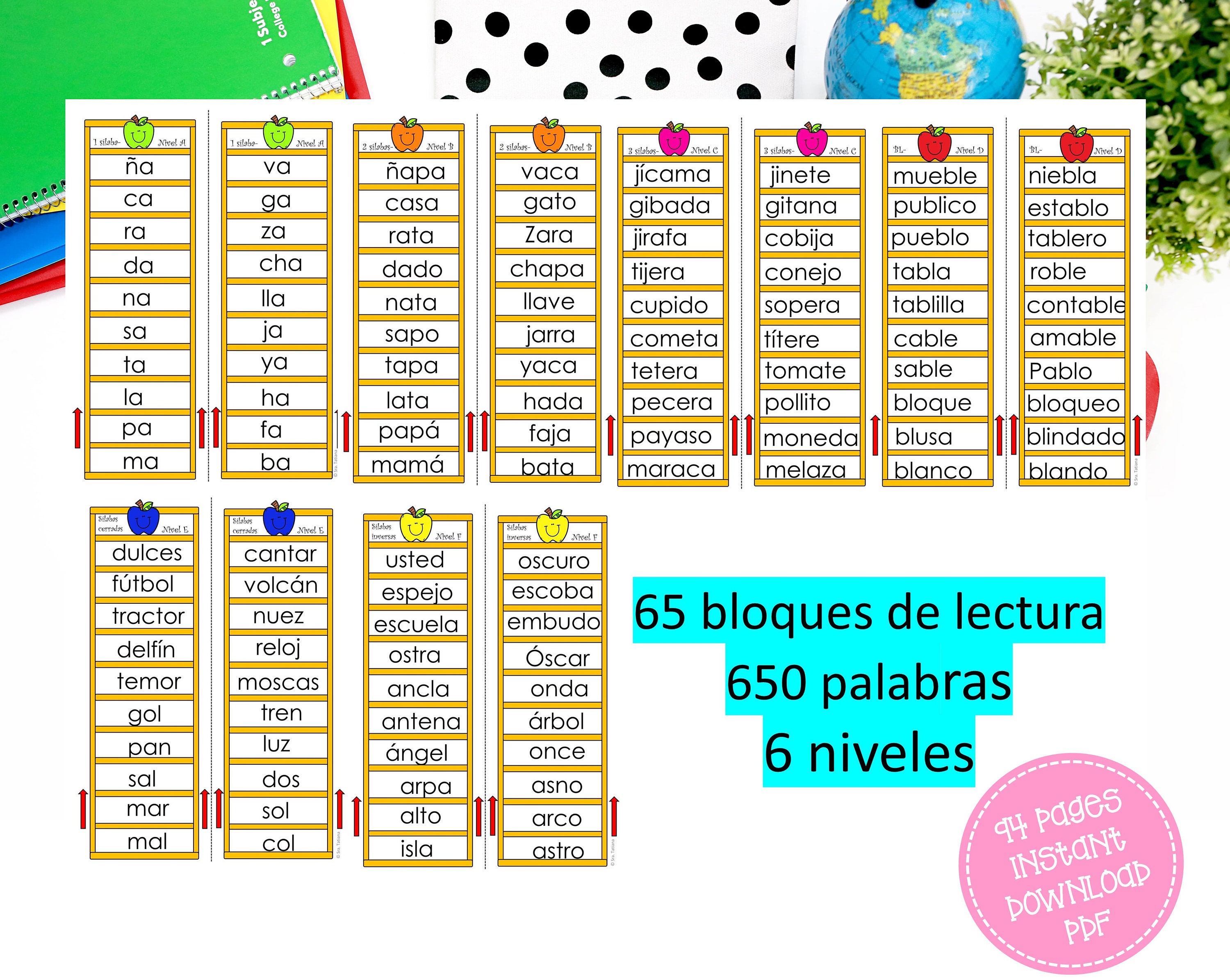 Printable Spanish Reading Fluency | Bloques De Lectura Por Niveles ...