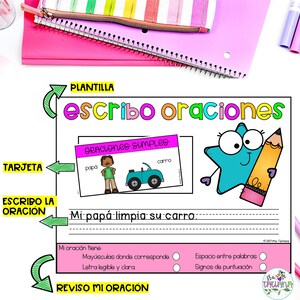 Printable Writing Sentences in Spanish | Escribo Oraciones Simple Y ...