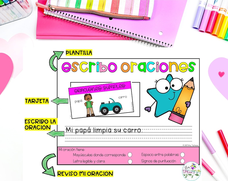 Printable Writing Sentences in Spanish | Escribo Oraciones Simple Y ...