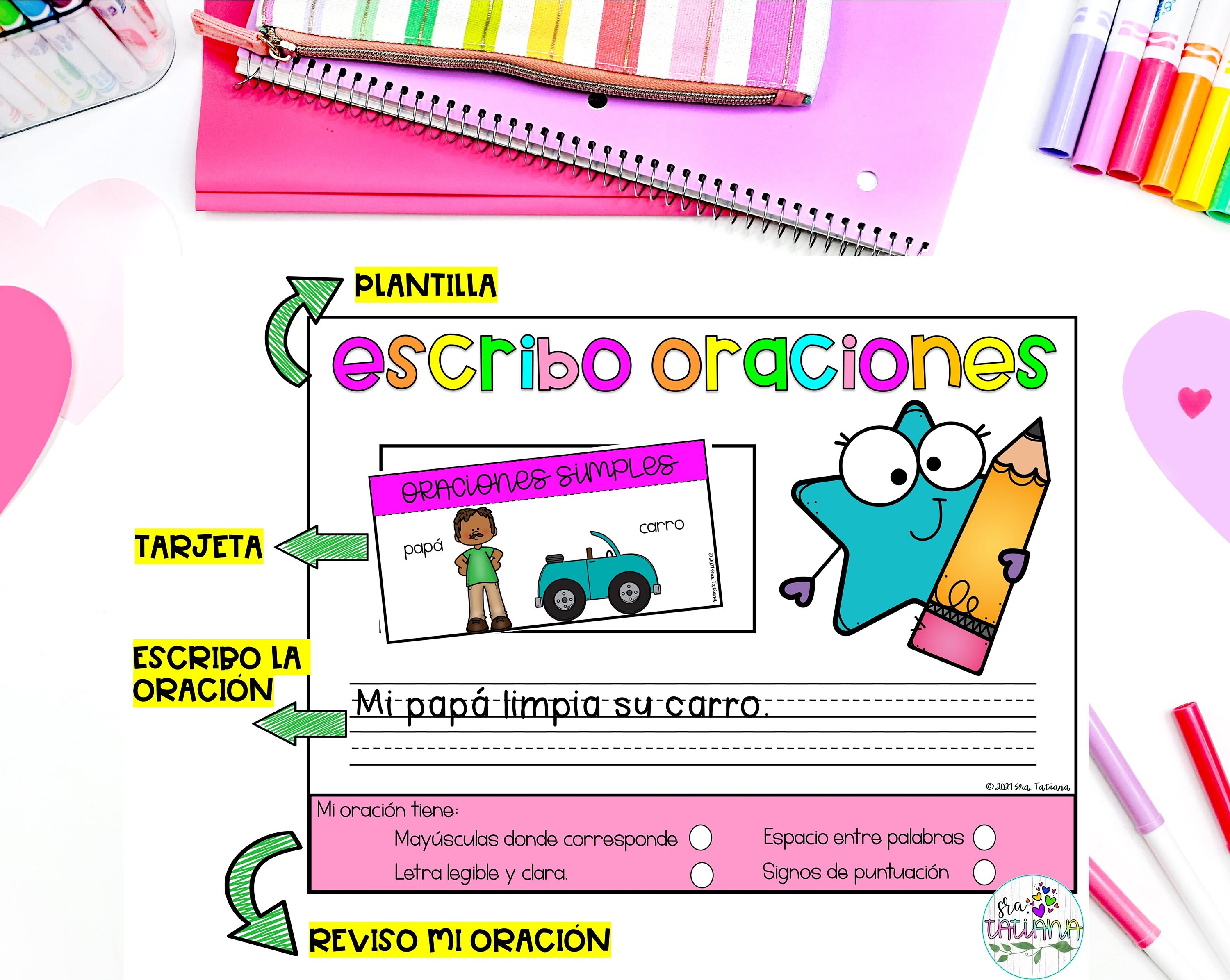 Printable Writing Sentences in Spanish | Escribo Oraciones Simple Y ...