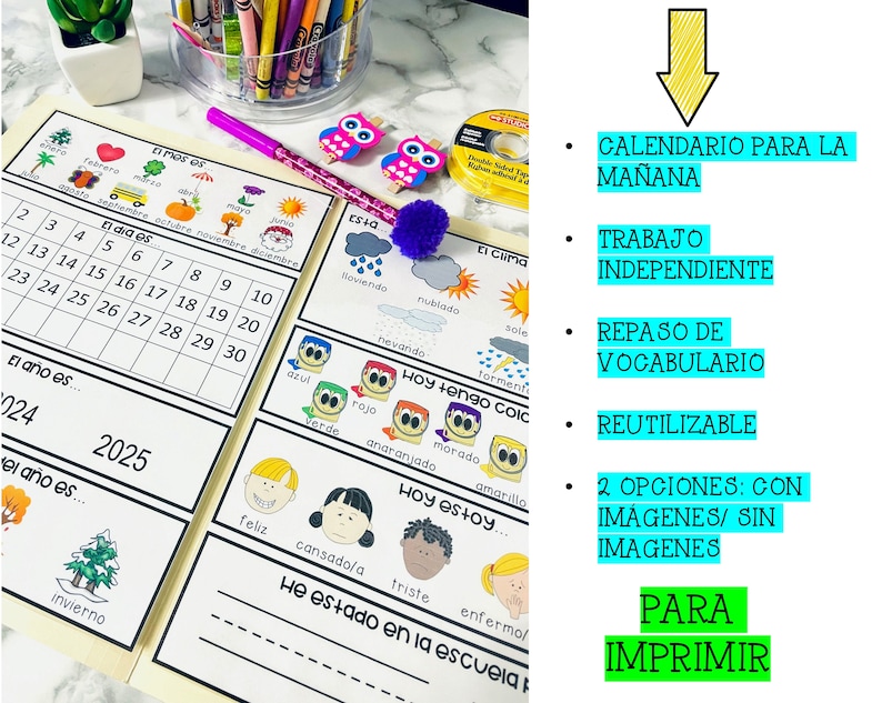 Printable Morning Calendar Folder in Spanish | Calendario Matutino En ...