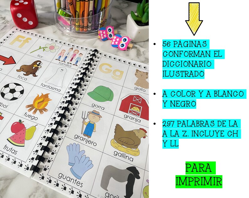 Printable Picture Dictionary in Spanish | Diccionario Ilustrado ...