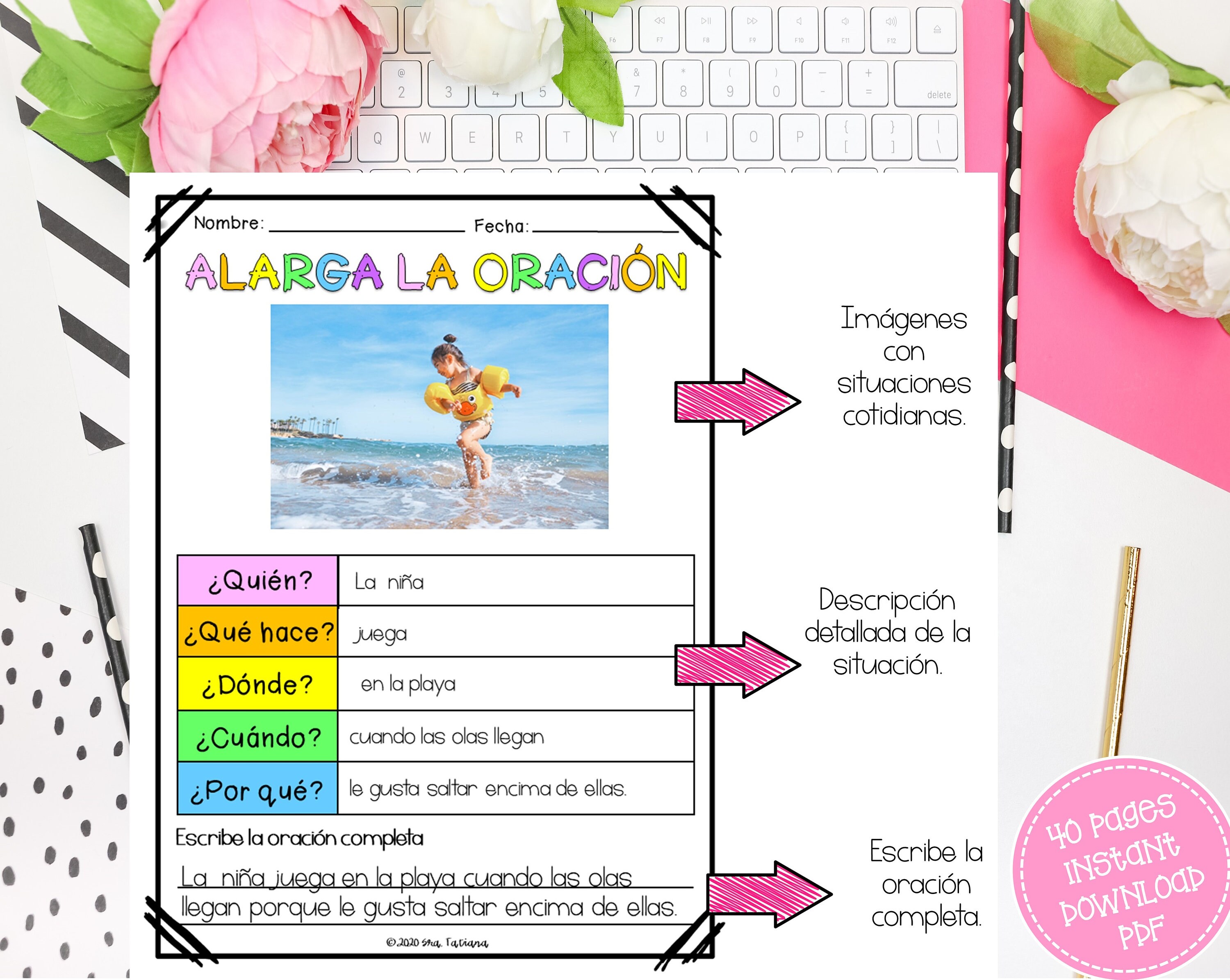 Printable Complete the Sentence in Spanish | Alarga La Oracion ...