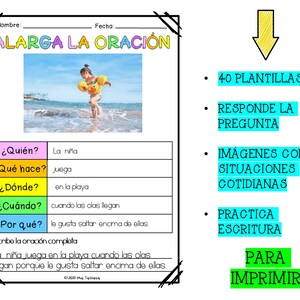 Printable Complete the Sentence in Spanish | Alarga La Oracion ...