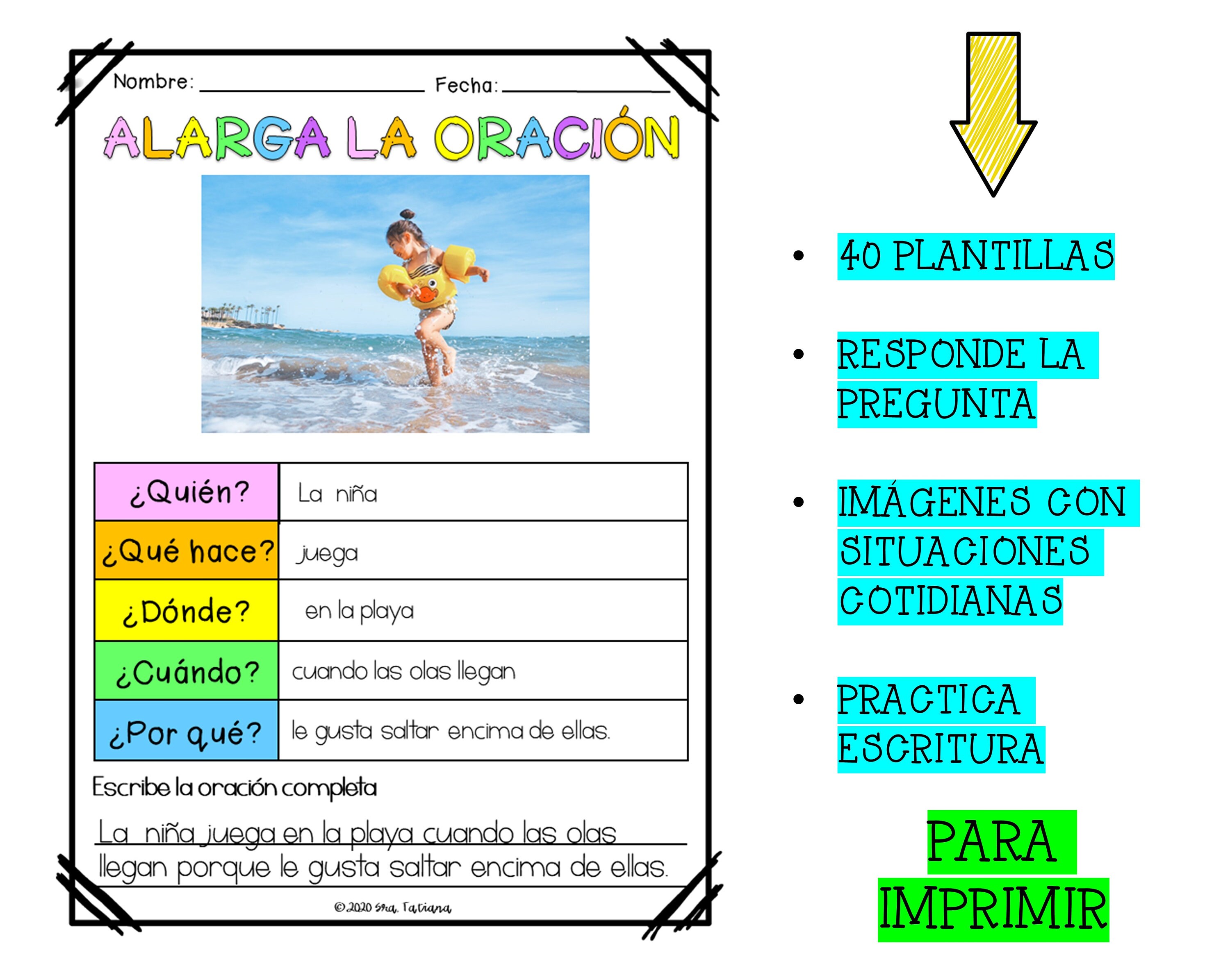 Printable Complete the Sentence in Spanish | Alarga La Oracion ...