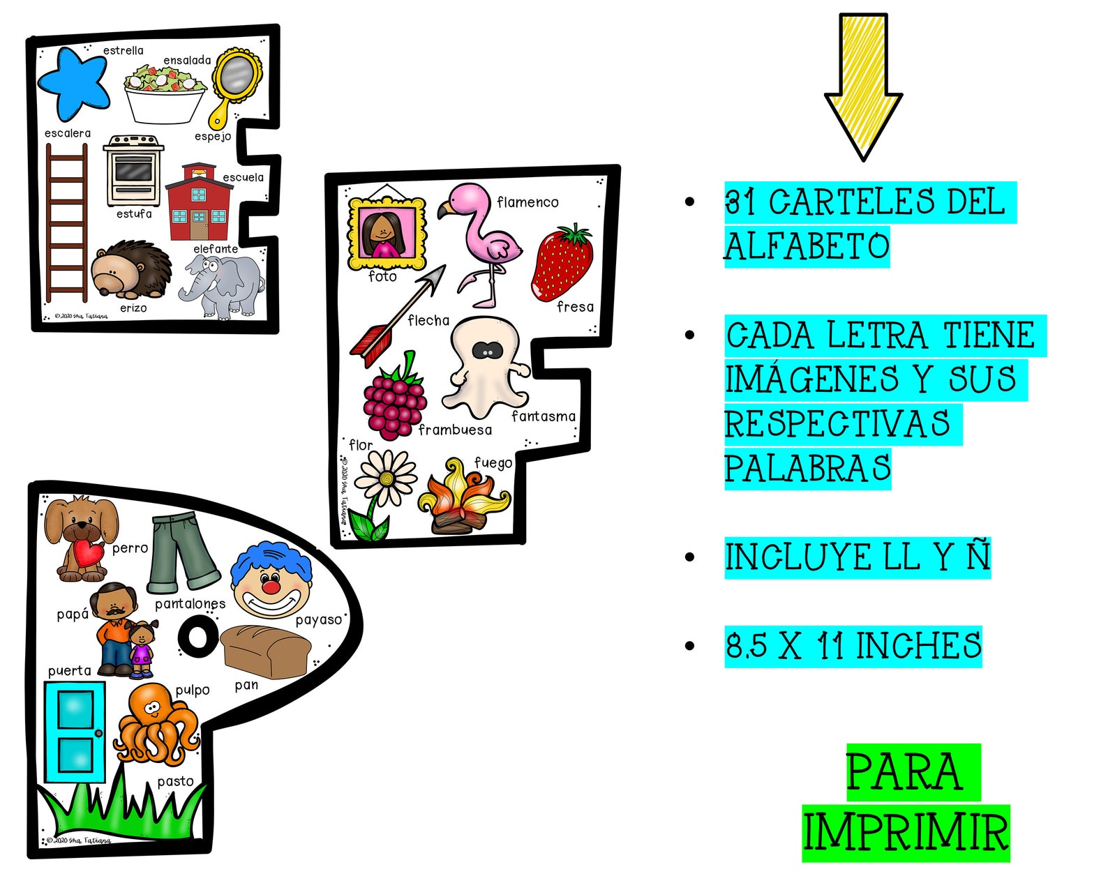 Printable Spanish Alphabet Posters | Afiches Del Alfabeto En Español ...