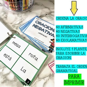 Printable Scrambled Sentences in Spanish | Formando Oraciones Revueltas ...
