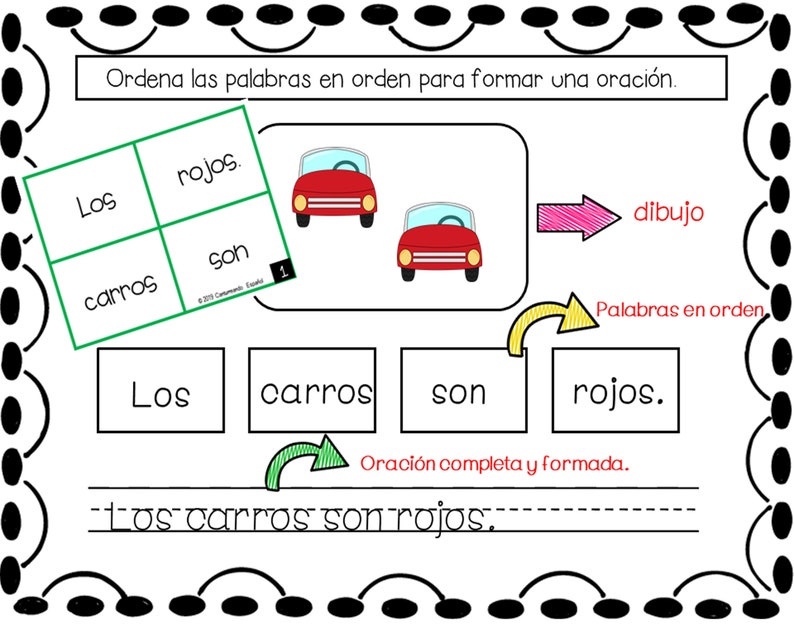 Printable Scrambled Sentences in Spanish Formando Oraciones Revueltas ...