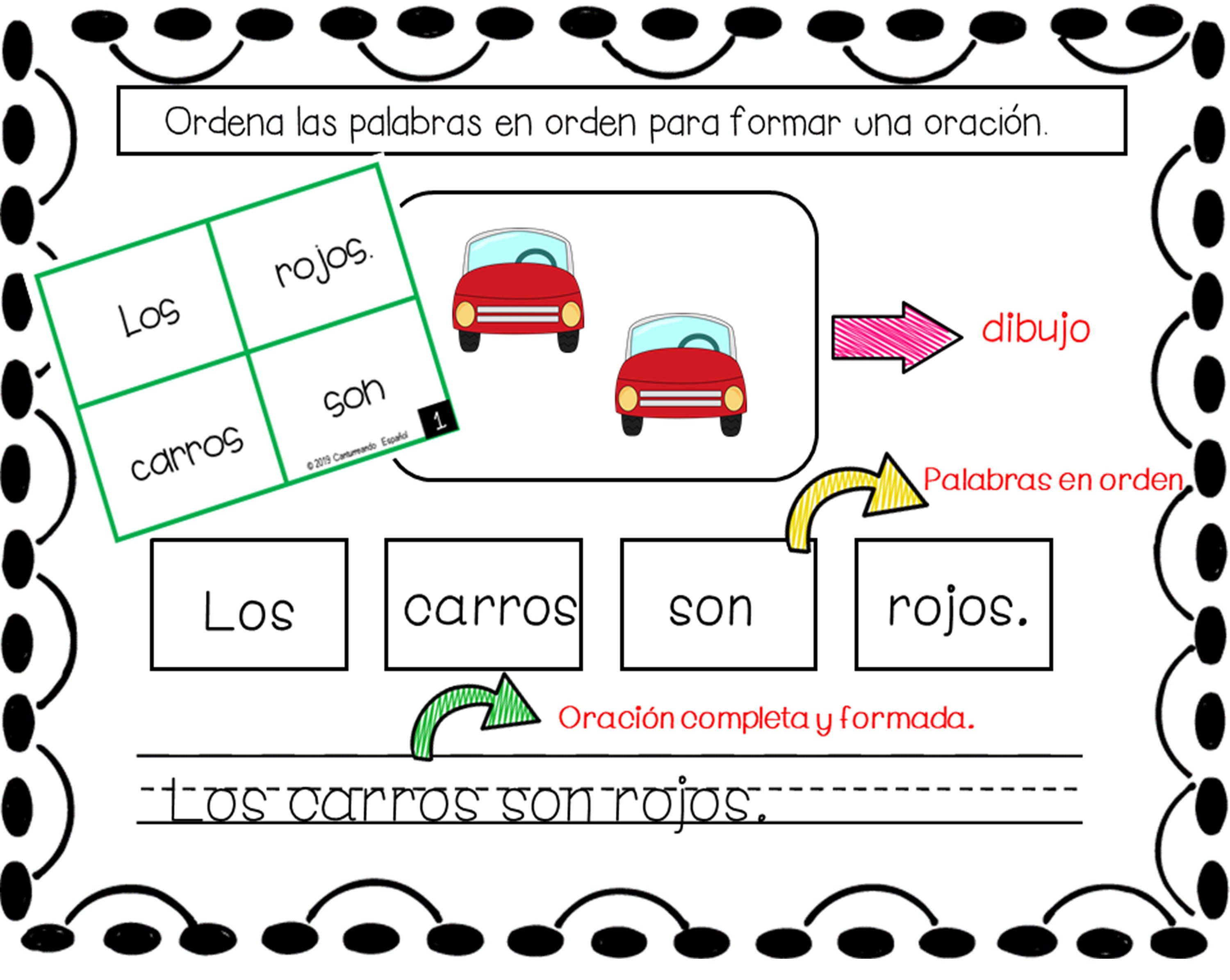 Printable Scrambled Sentences in Spanish Formando Oraciones Revueltas ...