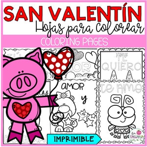 Spanish Valentine's Day Coloring Pages | Día De San Valentín | Spanish ...