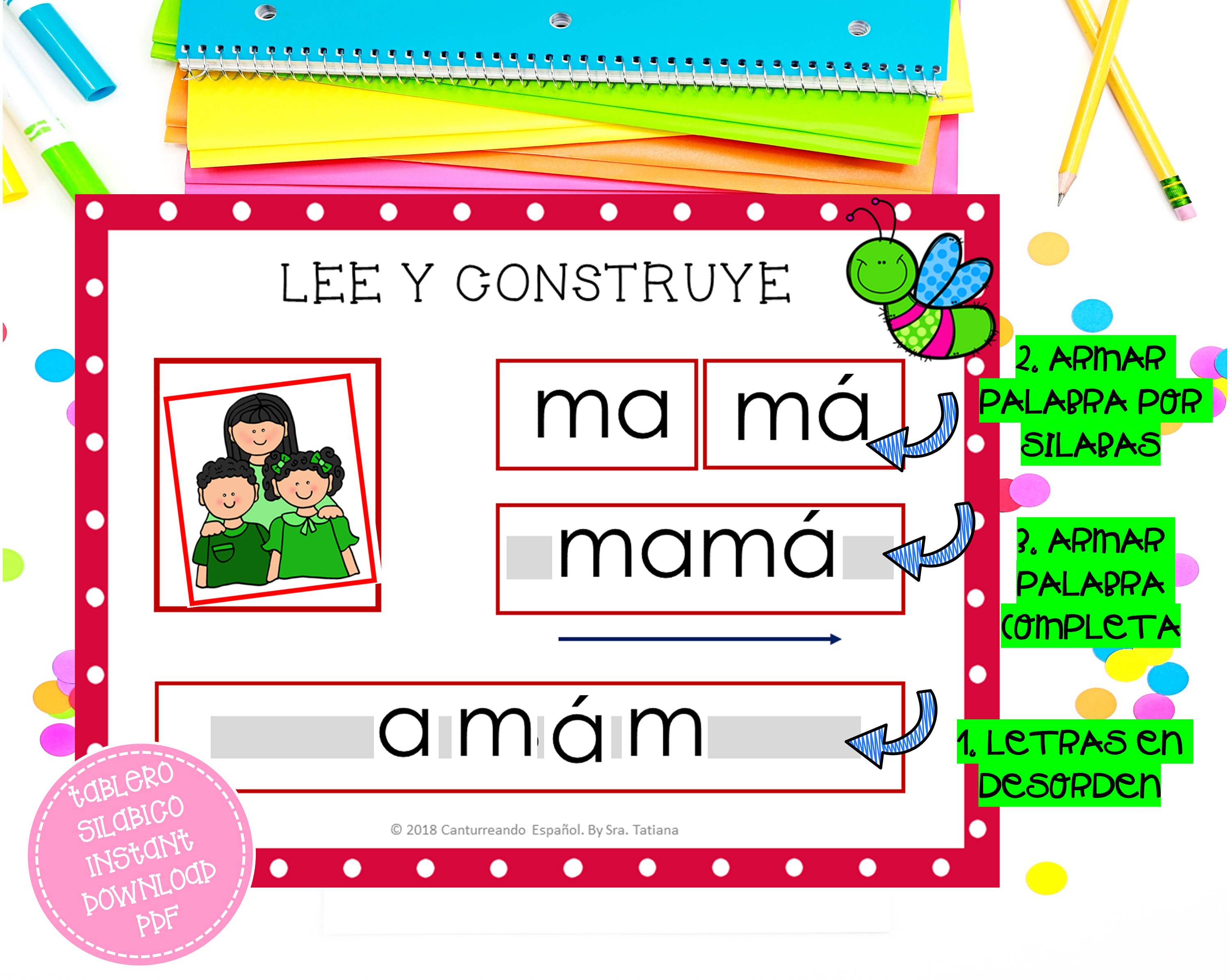 Printable Spanish Syllable Board | Tablero Silábico | Aprendiendo a ...
