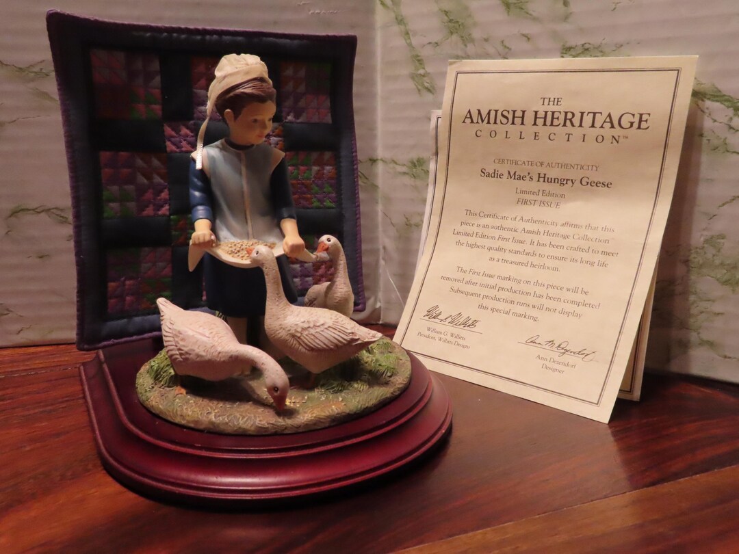 The Amish Heritage Collection Figurine "sadie Mae's Hungry Geese ...